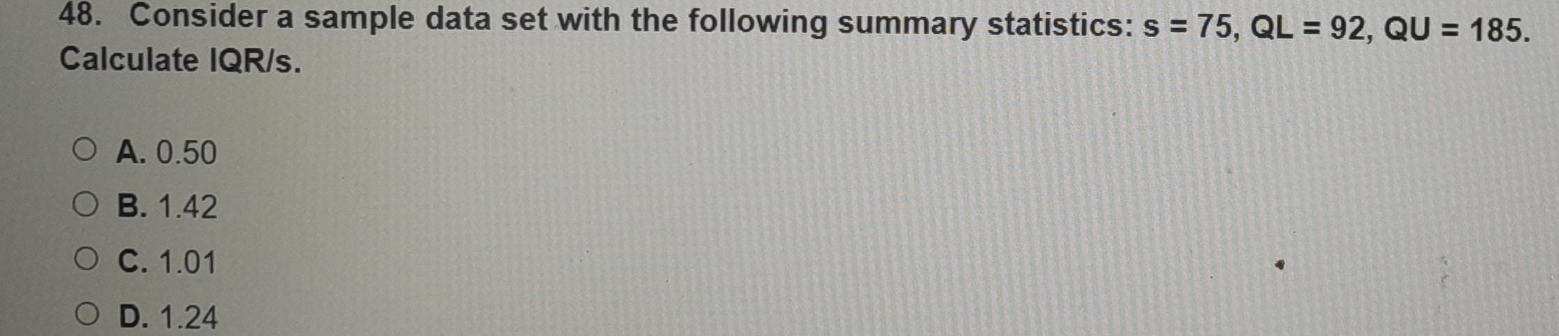 Solved 48. Consider a sample data set with the following | Chegg.com