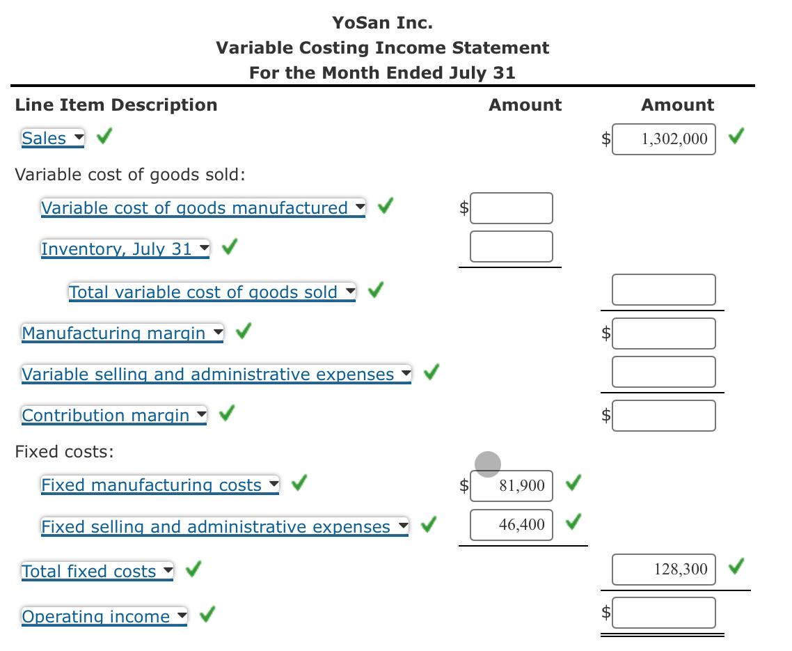 Solved Absorption and Variable Costing Income Statements | Chegg.com