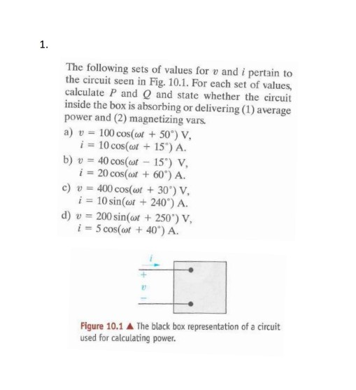 Solved The following sets of values for v and i pertain to | Chegg.com
