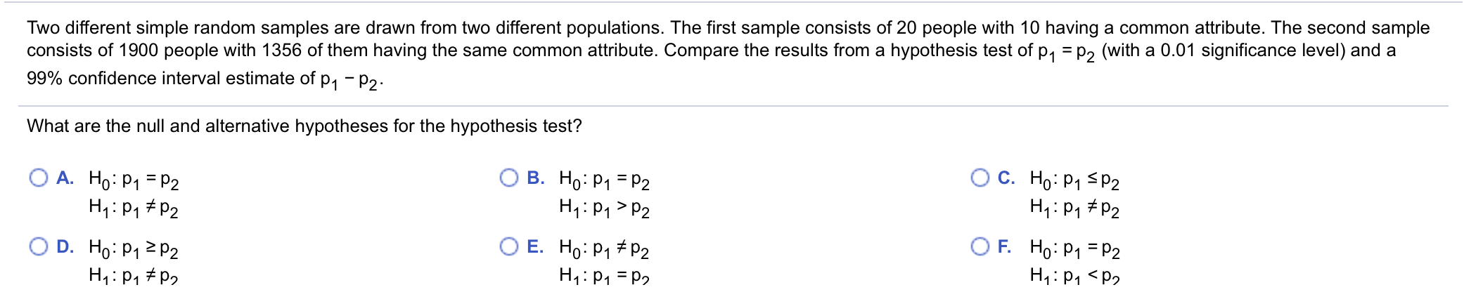 Solved Two different simple random samples are drawn from | Chegg.com