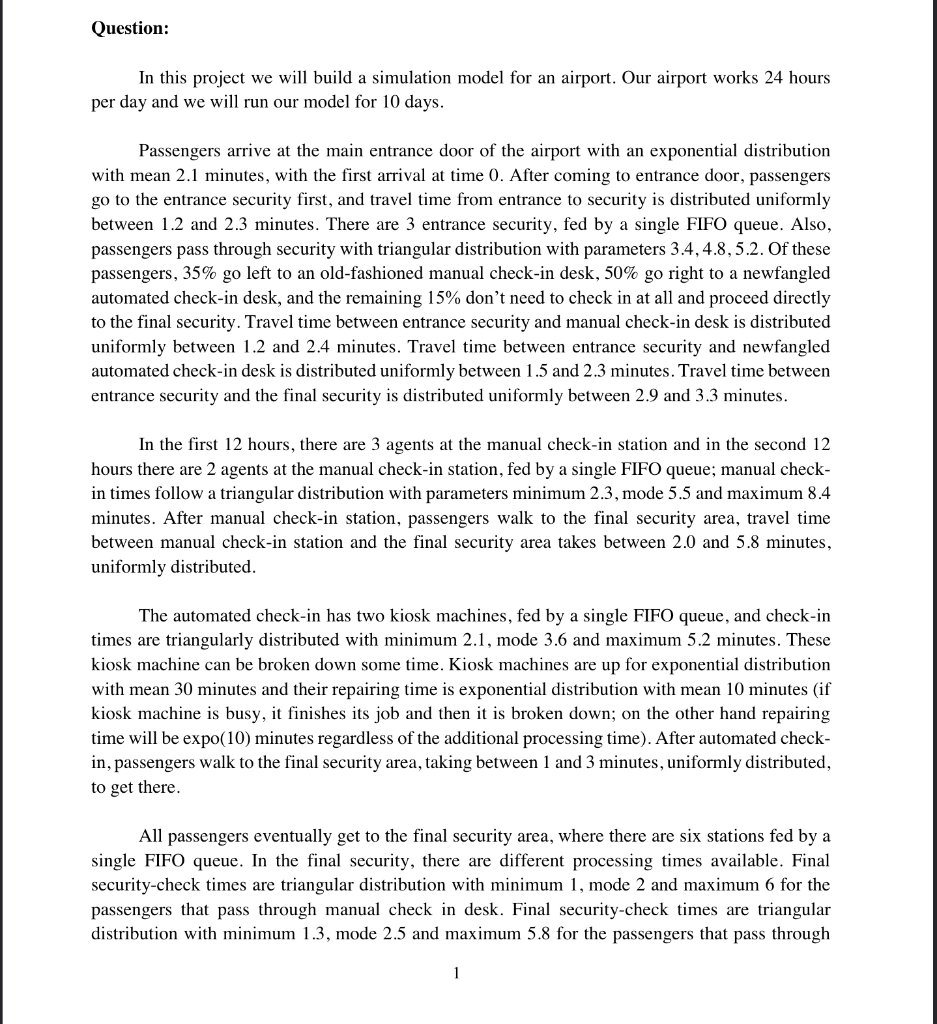 Solved Question: In this project we will build a simulation | Chegg.com