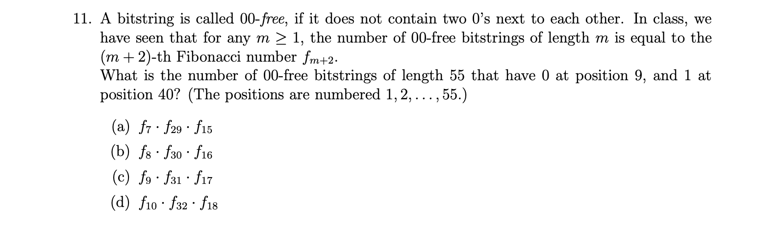 11. A bitstring is called 00-free, if it does not | Chegg.com