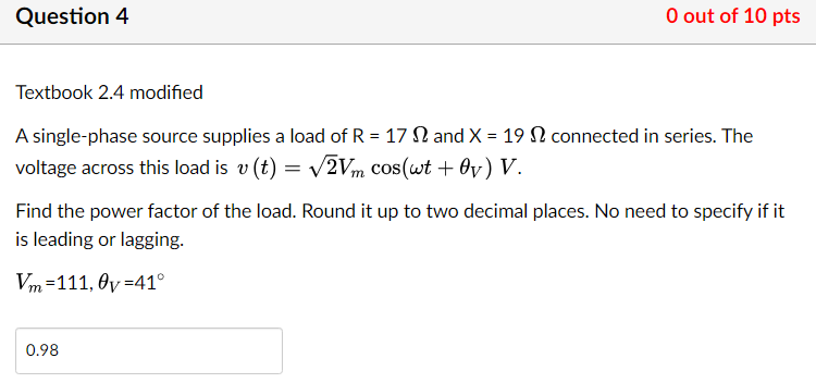 Solved Question 4Textbook 2.4 ﻿modifiedA single-phase source | Chegg.com