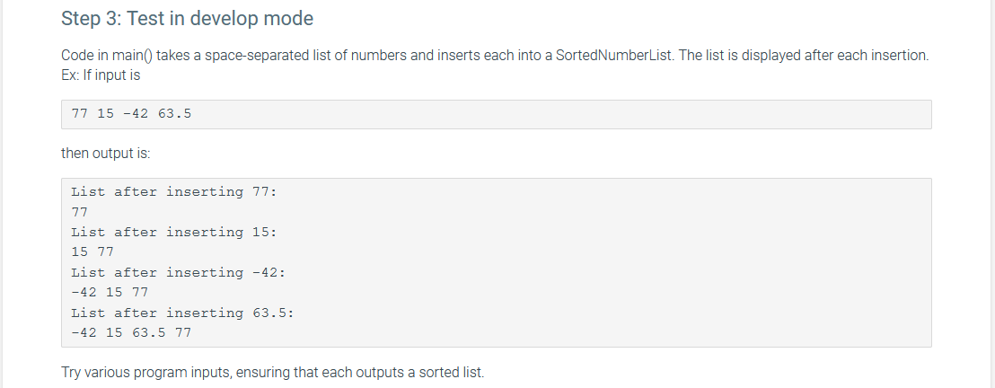 Solved 4.18 LAB: Sorted number list implementation with | Chegg.com