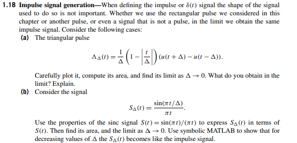 Solved 1.18 Impulse signal generation—When defining the | Chegg.com