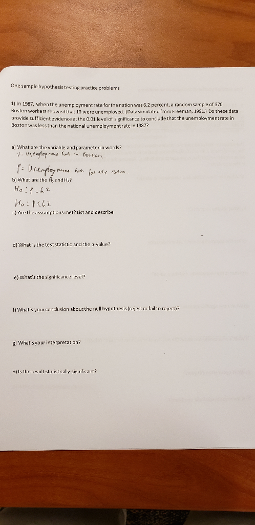 Solved One sample hypothesis testing practice problems 11 in | Chegg.com