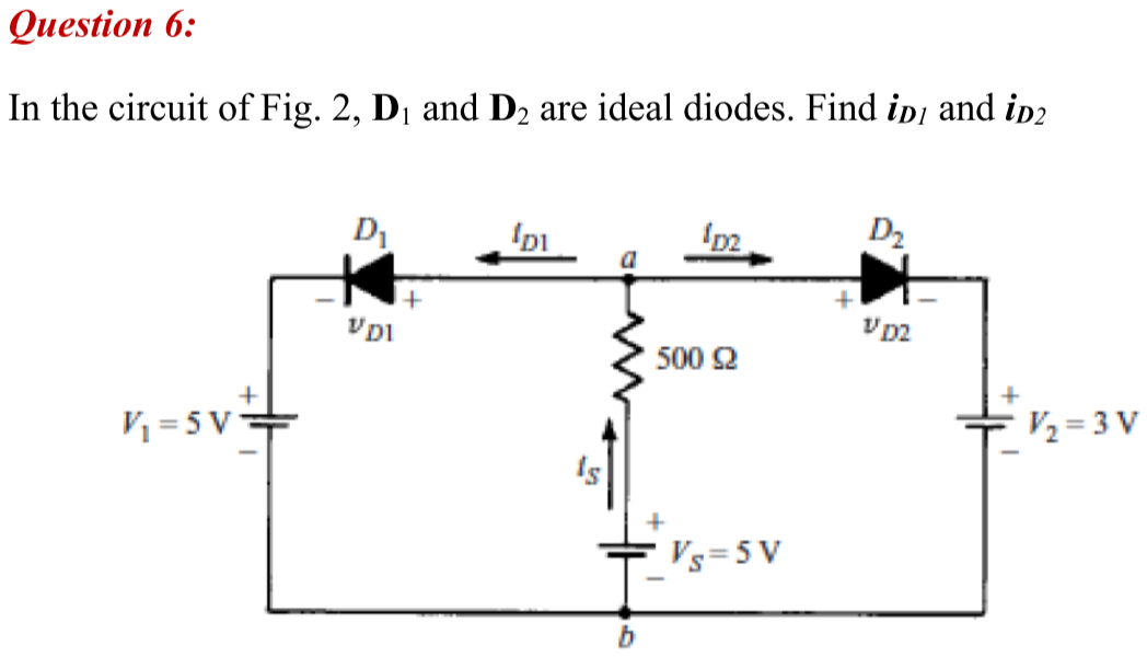 Solved In the circuit of Fig. 2, D1 and D2 are ideal diodes. | Chegg.com