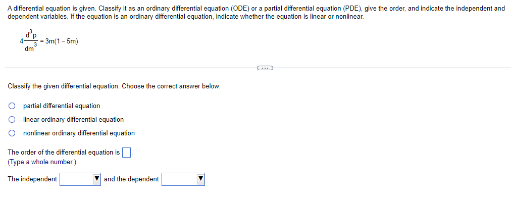 Solved A differential equation is given. Classify it as an | Chegg.com