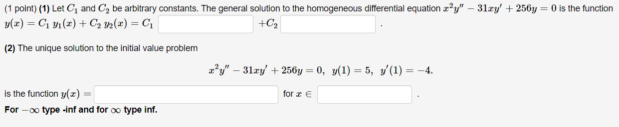 Solved (1 point) (1) Let C1 and C2 be arbitrary constants. | Chegg.com