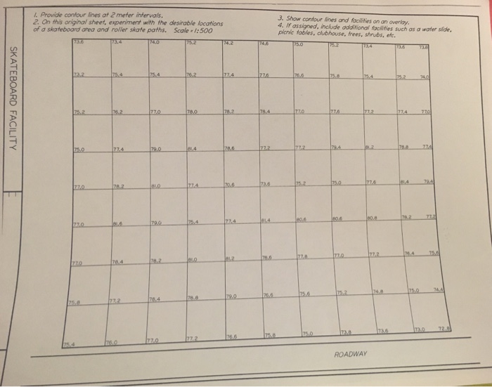 Solved Provide contour lines at 2 meter intervals. On this | Chegg.com