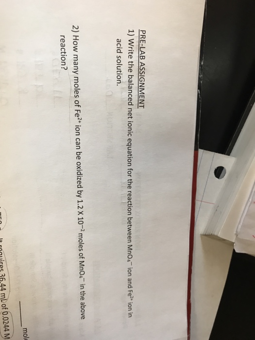 Solved PRE-LAB ASSIGNMENT 1) Write the balanced net ionic | Chegg.com