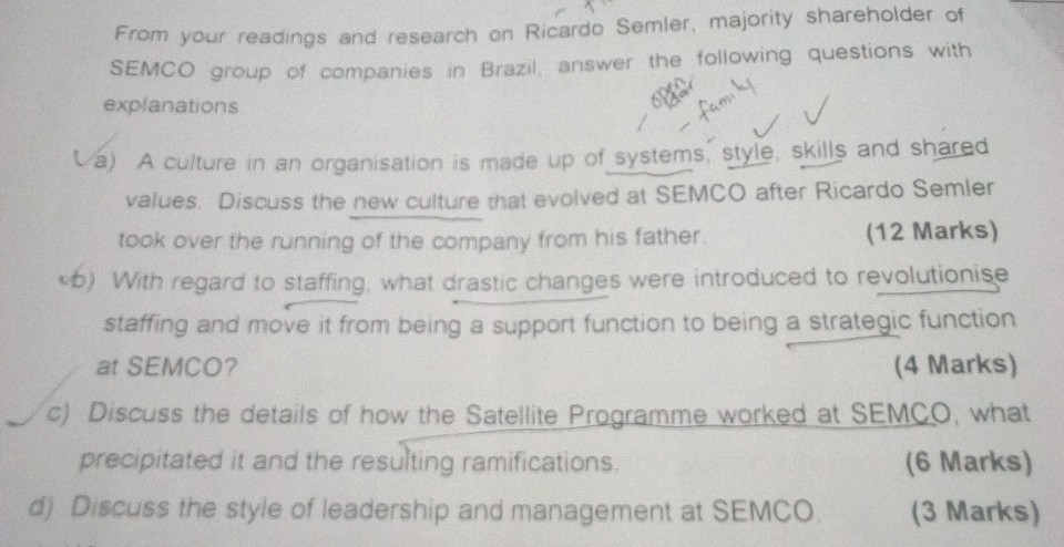 Solved rom your readings and research on Ricardo Semler, | Chegg.com