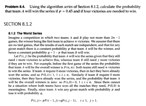 Problem 8.4. Using the algorithm series of Section | Chegg.com
