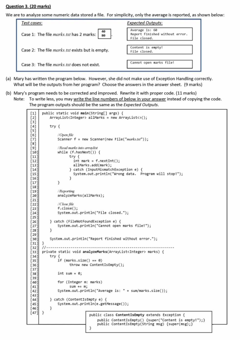 Solved Question 3. ( 20 marks) We are to analyze some | Chegg.com