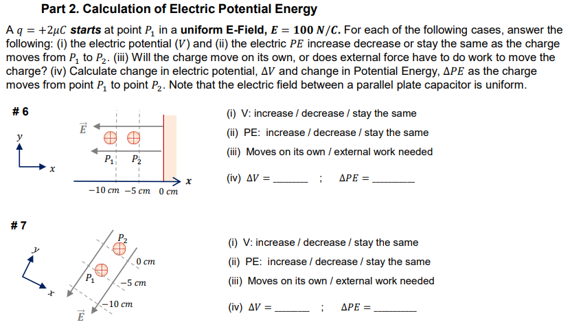 Solved Part 2. Calculation of Electric Potential Energy A | Chegg.com