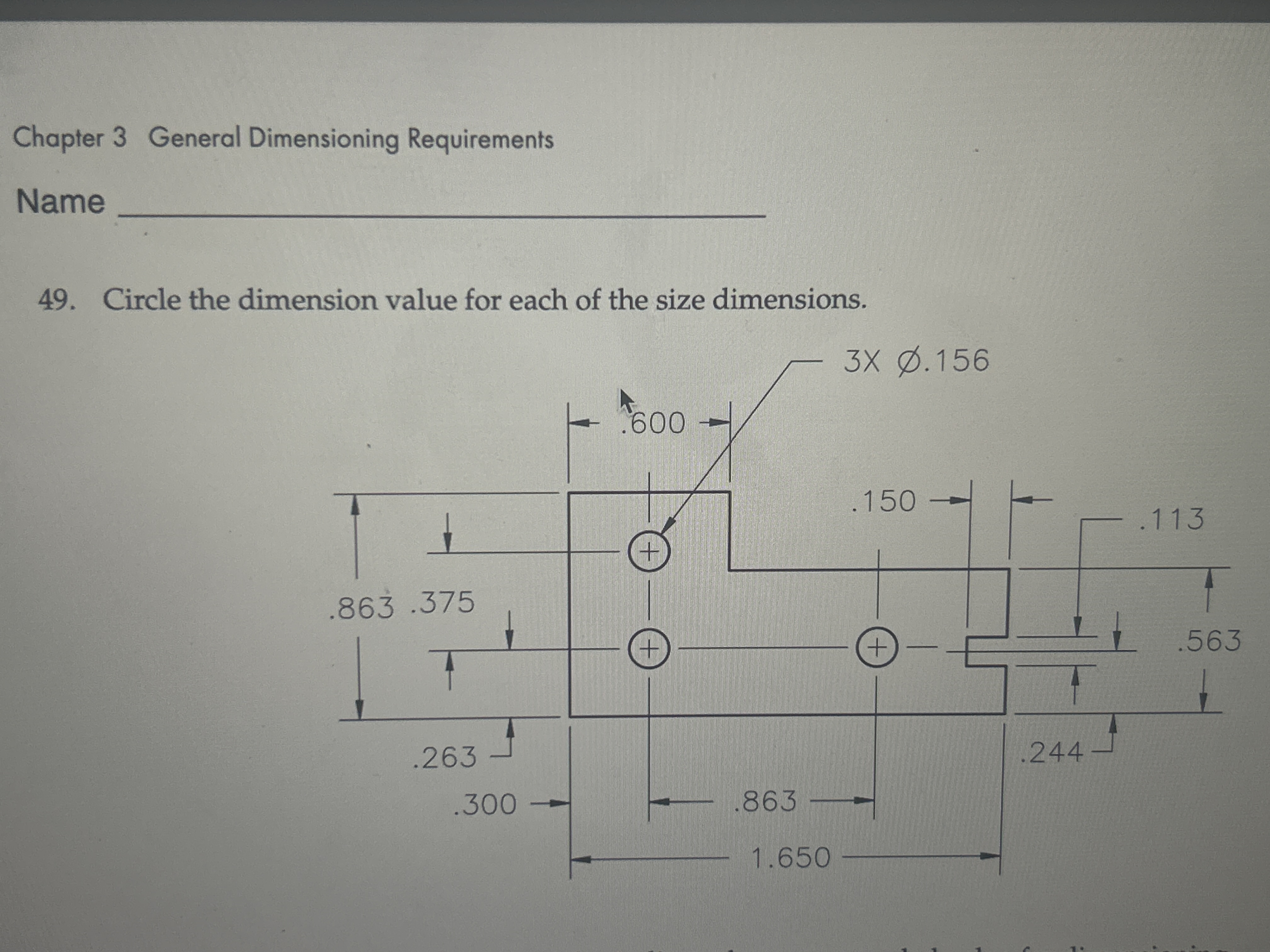 49. ﻿Circle the dimension value for each of the size | Chegg.com