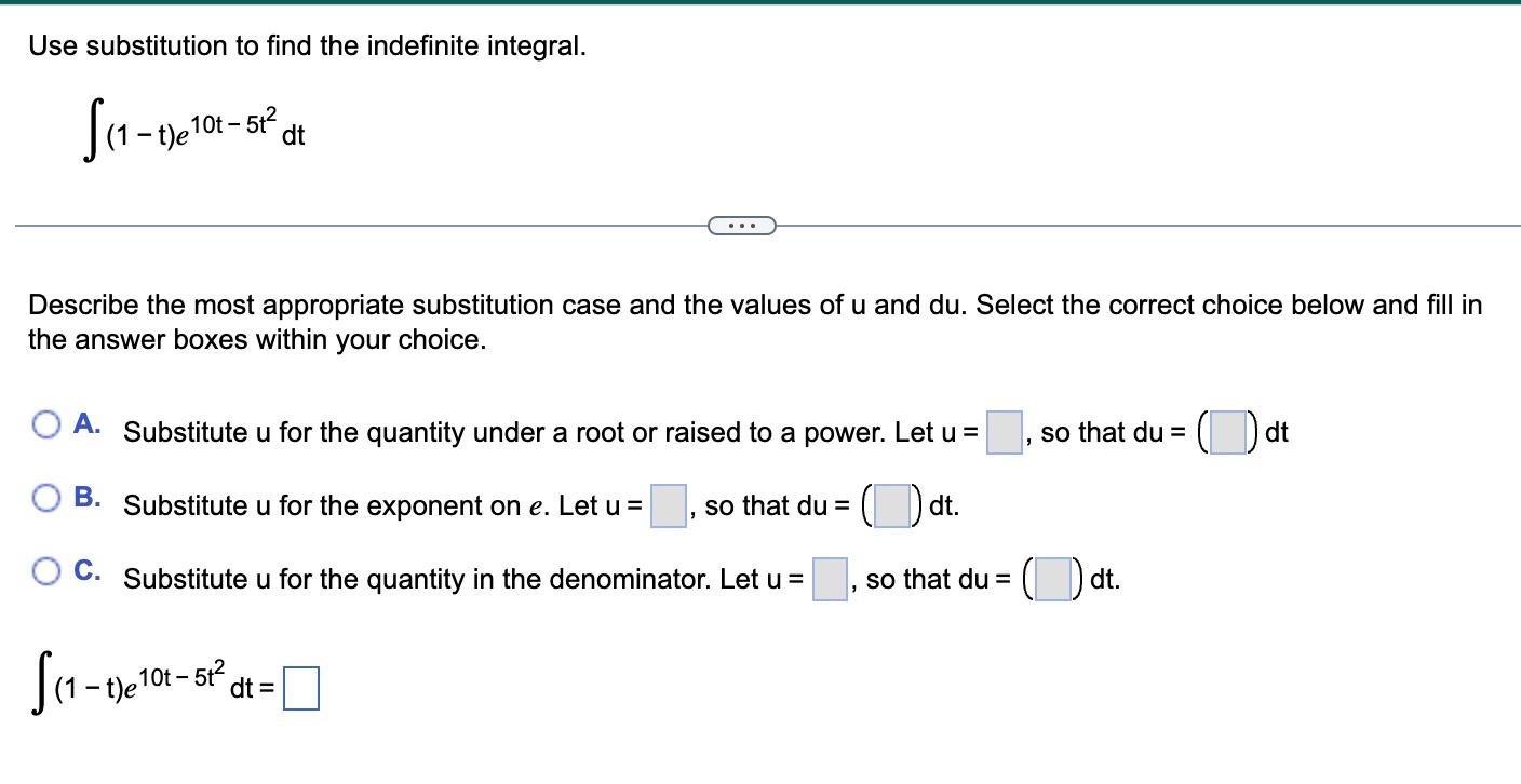 Solved Use substitution to find the indefinite integral. | Chegg.com