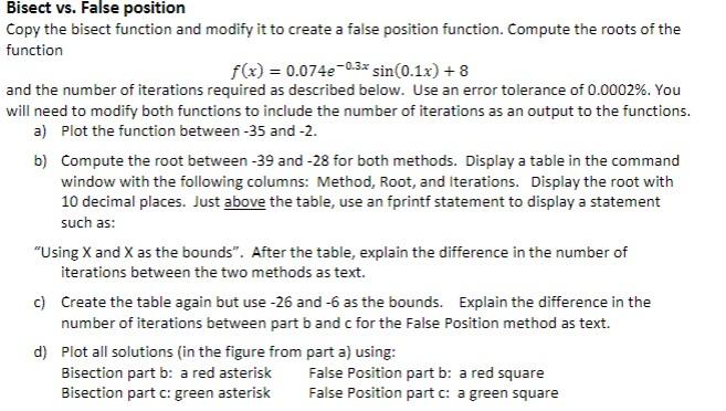 Solved *****Must create a bisect function and false positon | Chegg.com