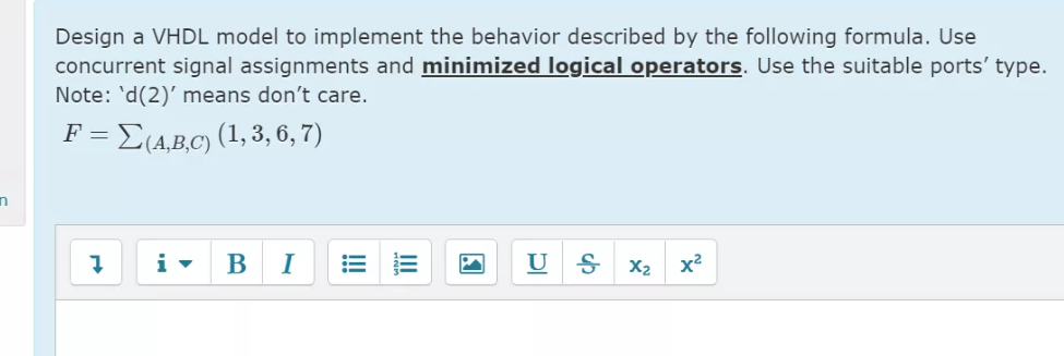 Solved n Design a VHDL model to implement the behavior | Chegg.com