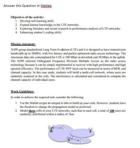 Solved Answer this Question in Matlab: Objectives of the | Chegg.com