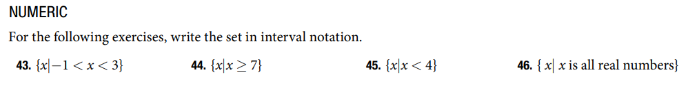 Solved For the following exercises, write the set in | Chegg.com