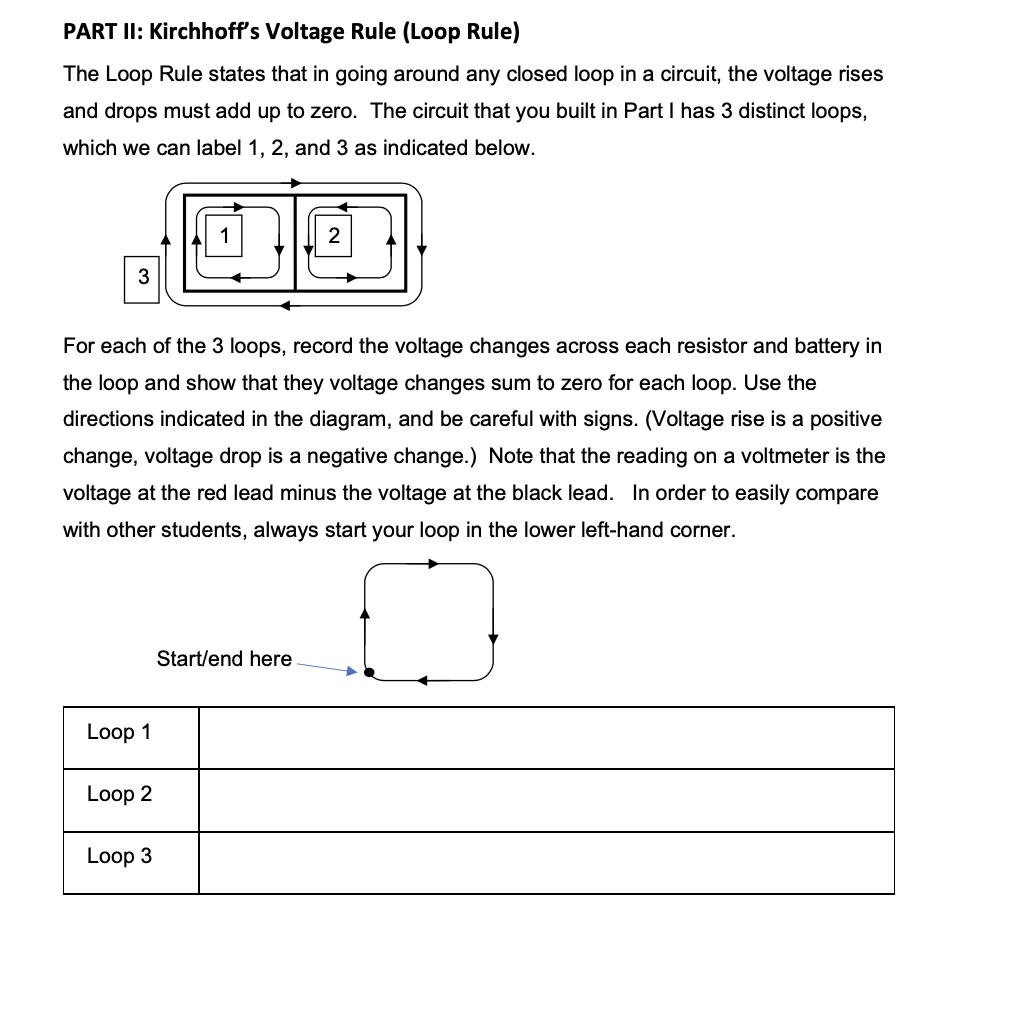 Solved PART I: Kirchhoff's Current Rule (Junction Rule) The | Chegg.com