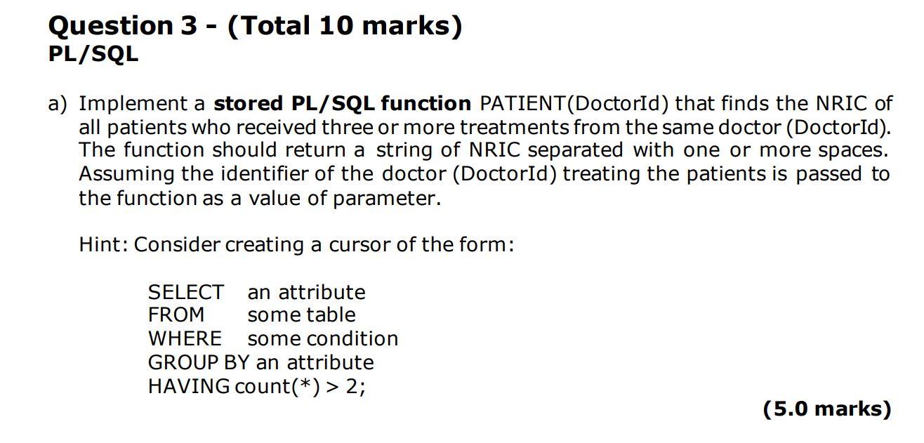 Solved Question 3 refers to the relational database with a | Chegg.com