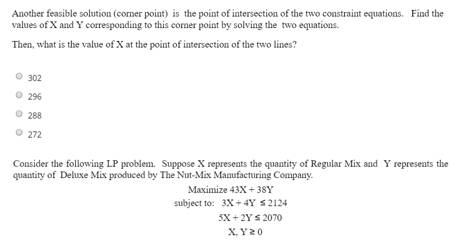Solved Another feasible solution (corner point) is the point | Chegg.com