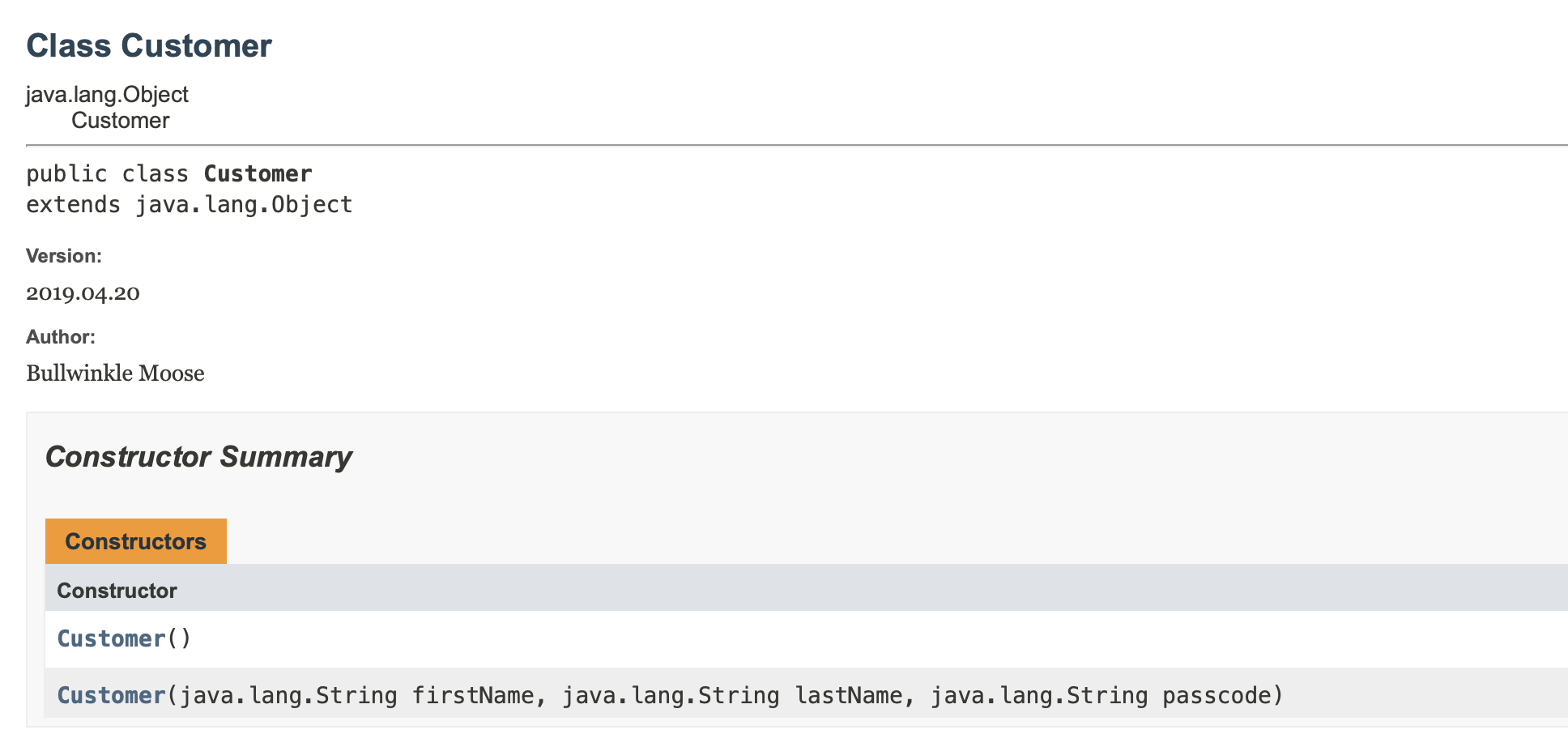 Solved Constructor Summary Method Summary Method | Chegg.com