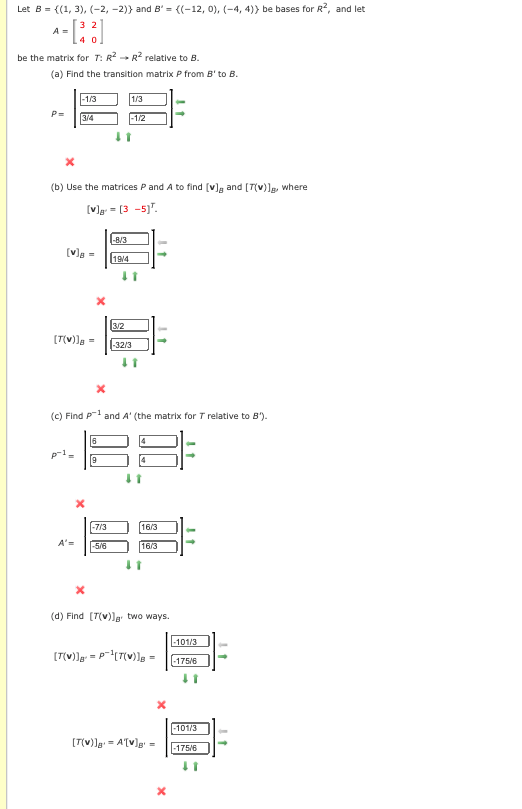 Solved 3 A Let B = {(1,3), (-2,-2)} and B' = {(-12, 0), (-4, | Chegg.com