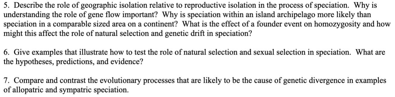 Solved 5. Describe the role of geographic isolation relative | Chegg.com