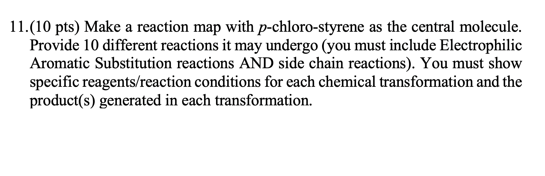 Solved 11.(10 ﻿pts) ﻿Make a reaction map with | Chegg.com