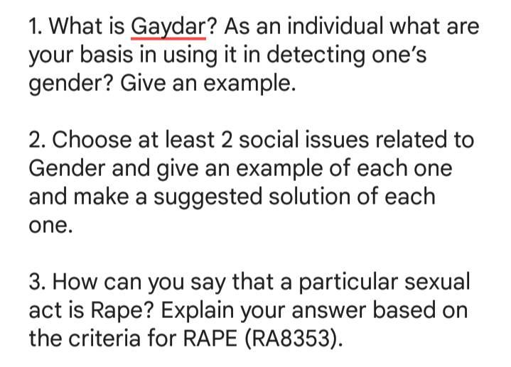 1. What is Gaydar? As an individual what are your | Chegg.com