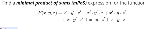 Solved Find a minimal product of sums (mPoS) expression for | Chegg.com