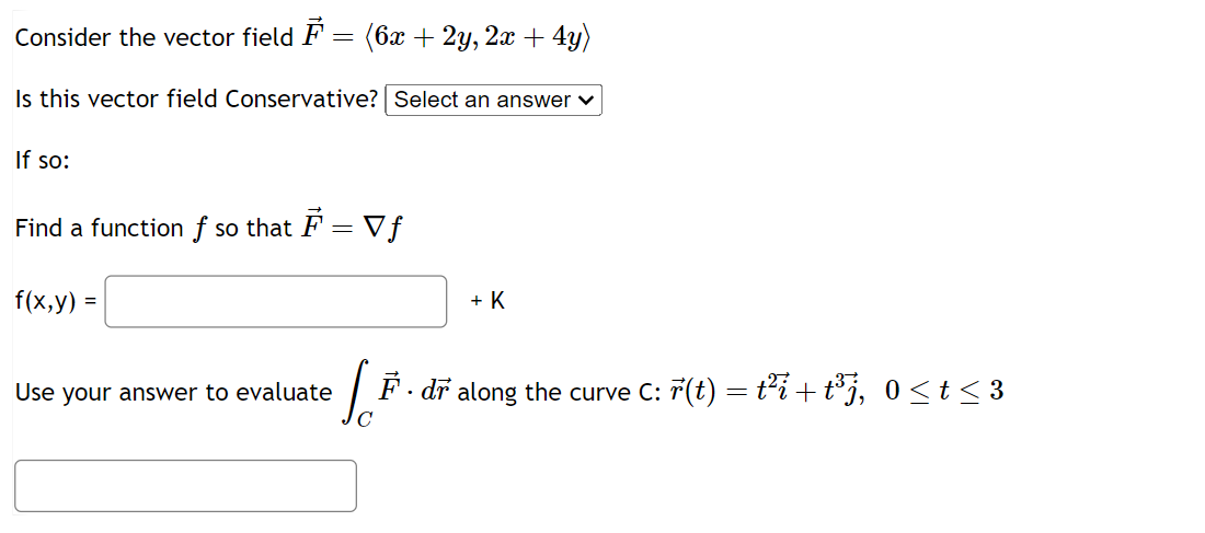 Solved Consider the vector field F= 6x+2y,2x+4y Is this | Chegg.com