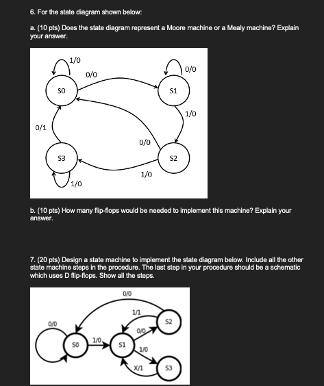 Solved 6. For the state diagram shown below. a. (10 pts) | Chegg.com