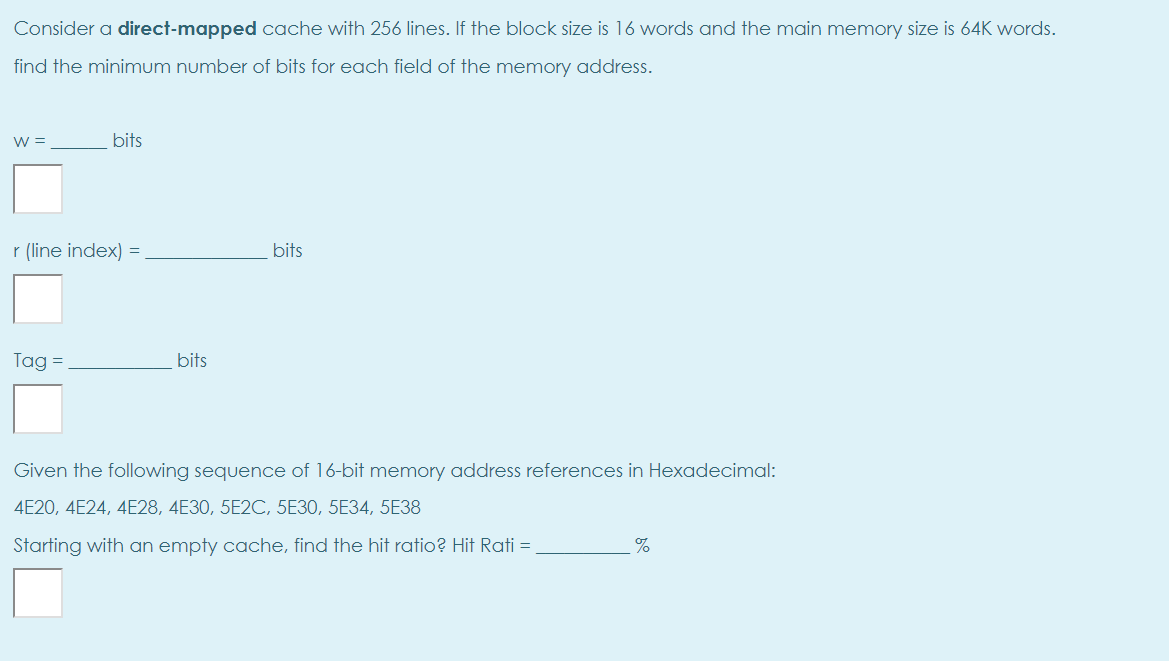 Solved Consider a direct-mapped cache with 256 lines. If the | Chegg.com