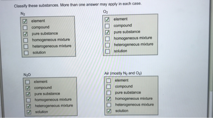 Solved Classify these substances. More than one answer may | Chegg.com