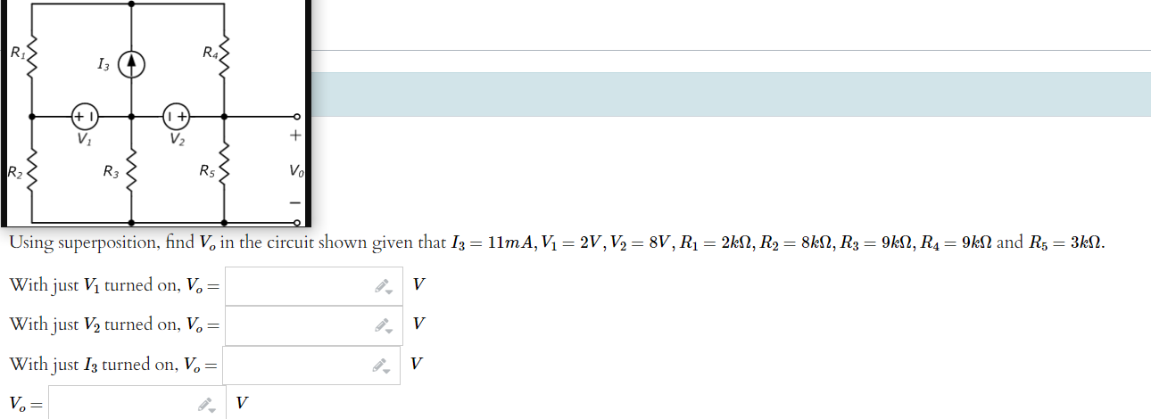 Solved Using superposition, find Vo in the circuit shown | Chegg.com