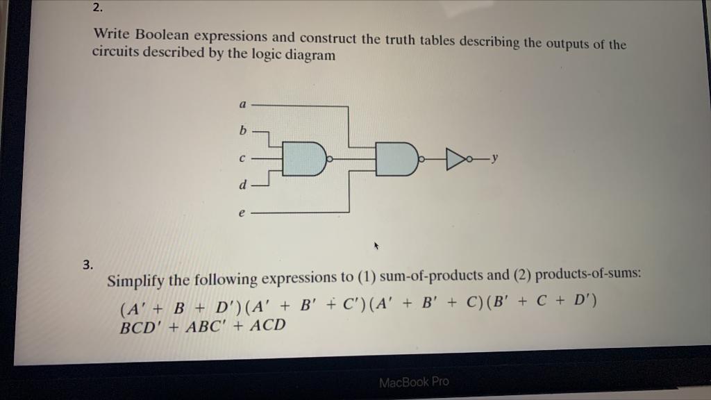 Solved 2. Write Boolean expressions and construct the truth | Chegg.com