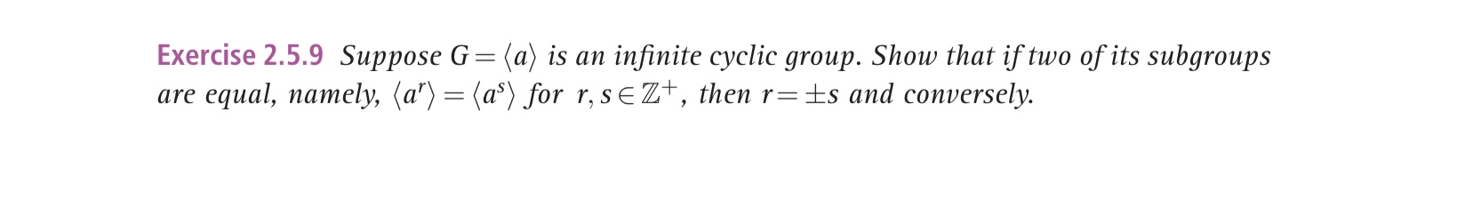 Solved Exercise 2.5.9 Suppose G= a is an infinite cyclic | Chegg.com
