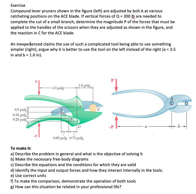 Solved Compound lever pruners shown in the figure (left) are | Chegg.com