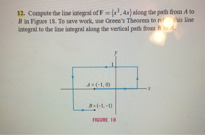 Solved 12. Compute the line integral ofF (3,4x)along the | Chegg.com