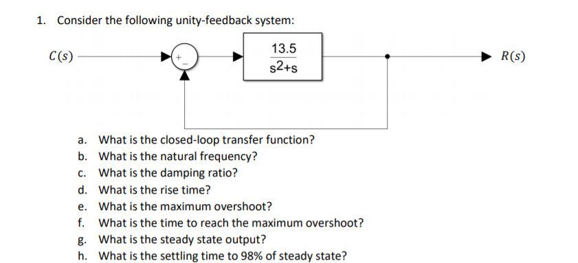 Solved 1. Consider the following unity-feedback system: C(s) | Chegg.com