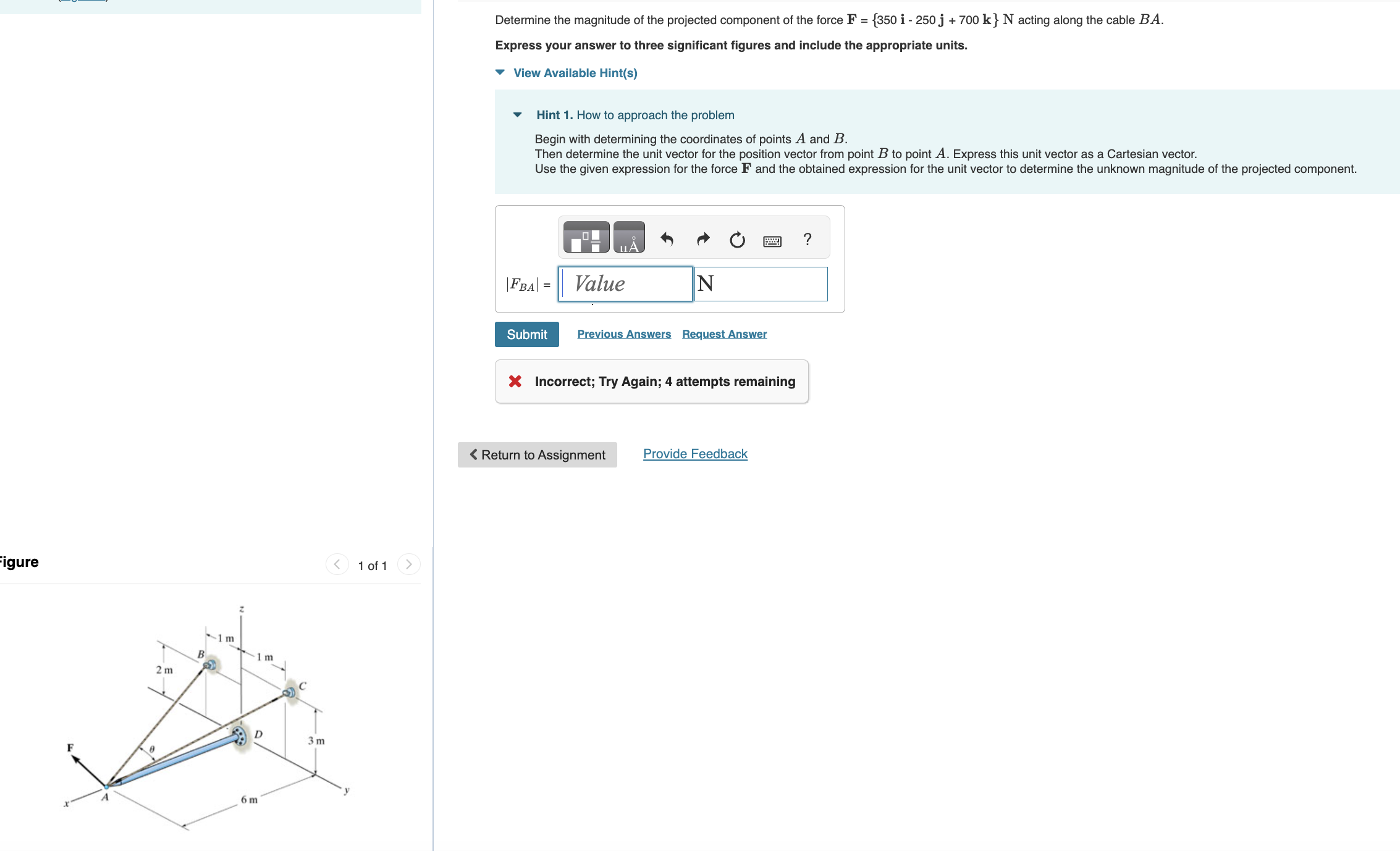 Solved Determine the magnitude of the projected component of | Chegg.com