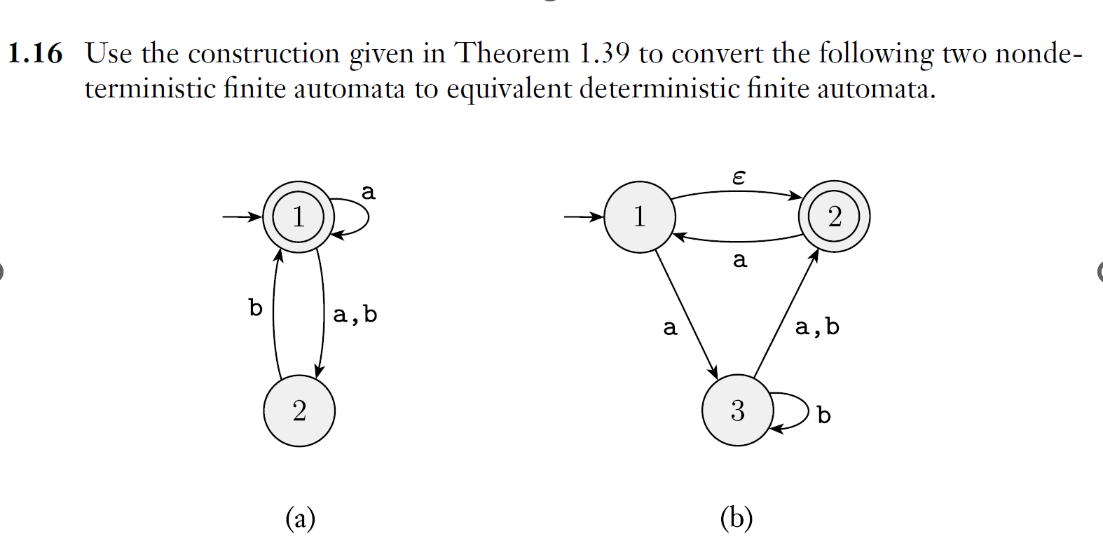 Solved {THEOREM 1.39Every nondeterministic finite automaton | Chegg.com