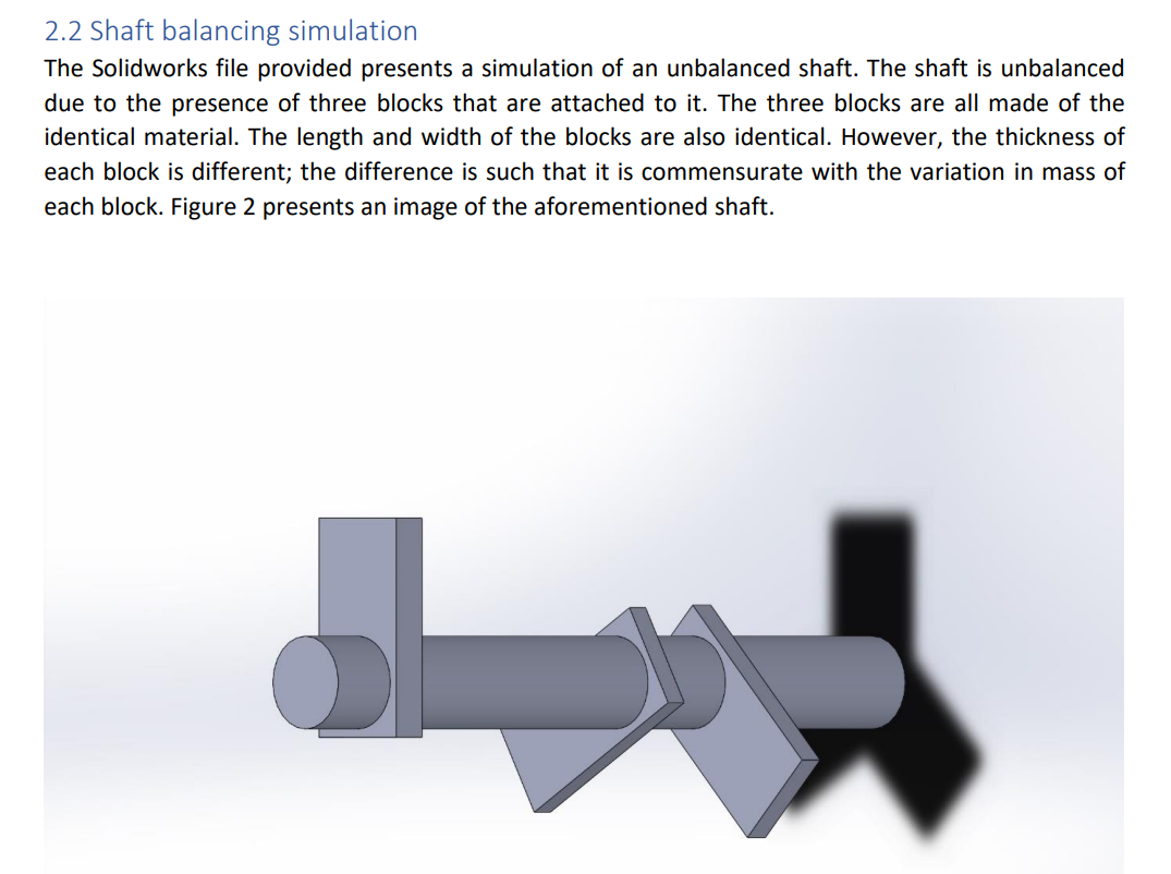Solved 2.2 Shaft balancing simulation The Solidworks file | Chegg.com