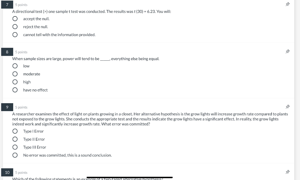 Solved 7 5 points A directional test (>) one sample t test | Chegg.com
