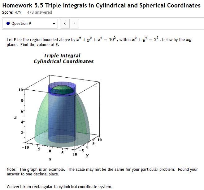 Solved Homework 5.5 Triple Integrals in Cylindrical and | Chegg.com