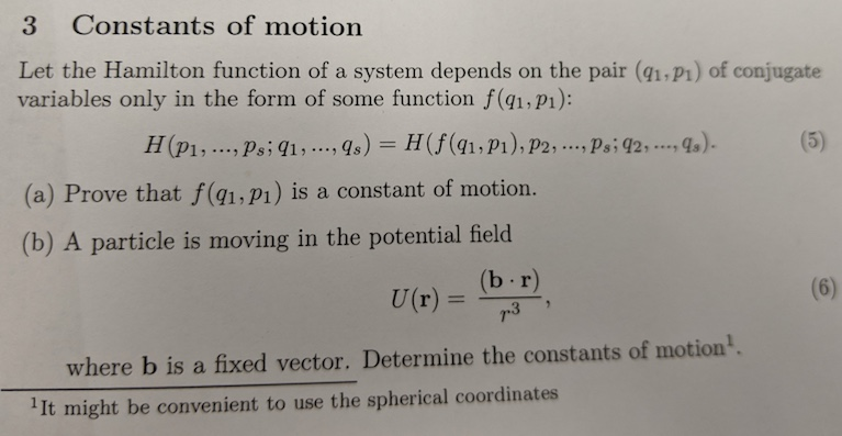 Solved 3 Constants of motion Let the Hamilton function of a | Chegg.com